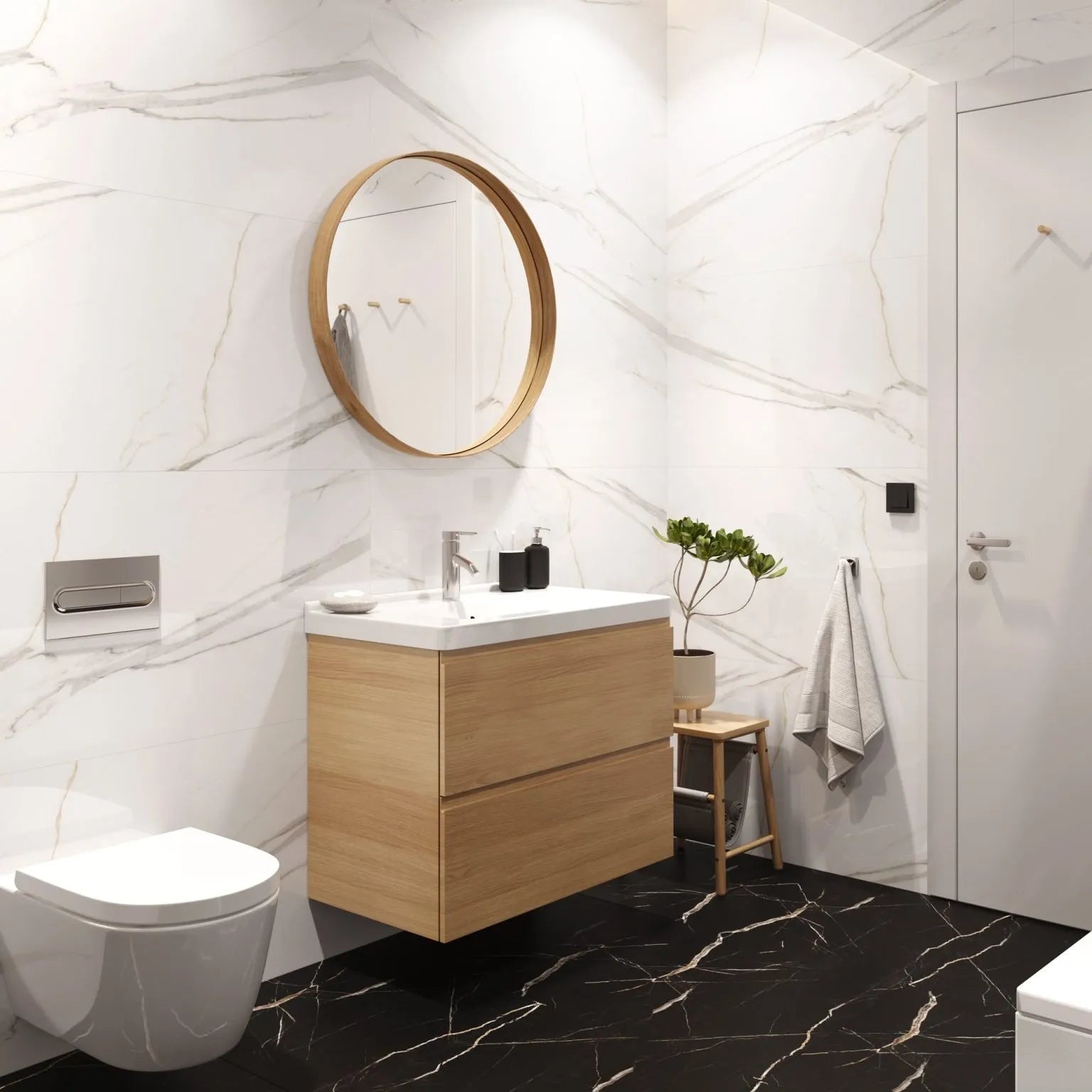 Vilo SPC Tile Flooring - Calacatta Black – Panel Outlet